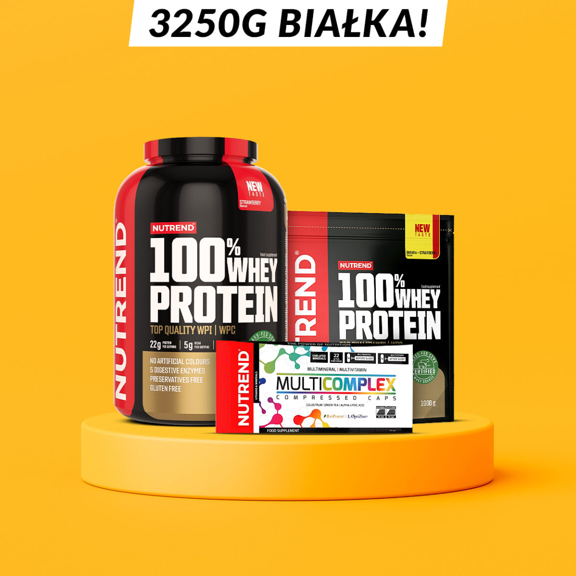 Nutrend 100% Whey Protein 2250g+1000g+Nutrend MultiComplex Compressed Caps 60 kaps. - Viking Point
