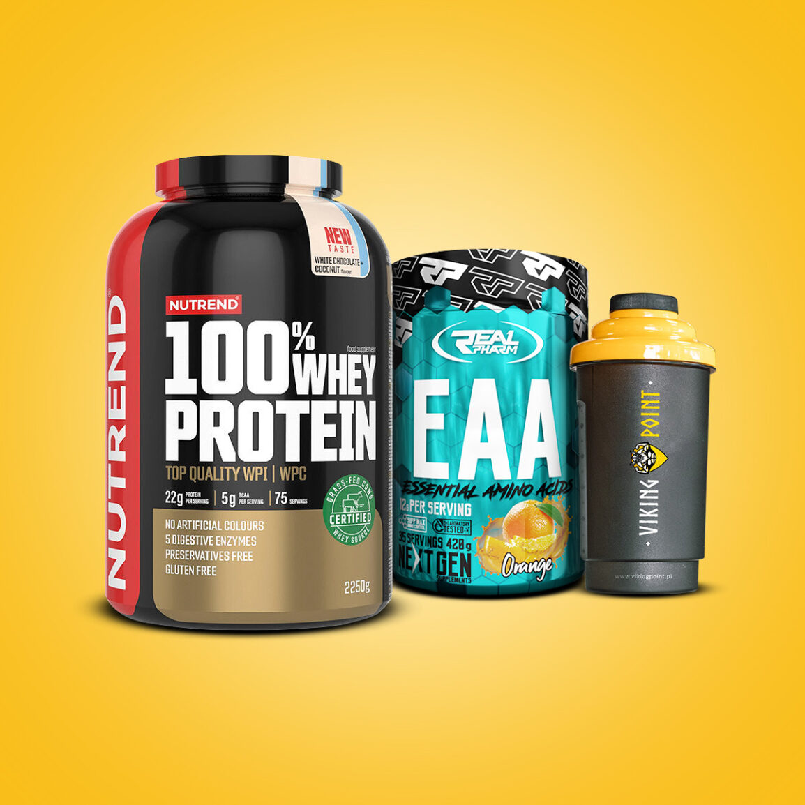 Nutrend 100% Whey Protein 2250g + Real Pharm EAA 420g + shaker - Viking Point